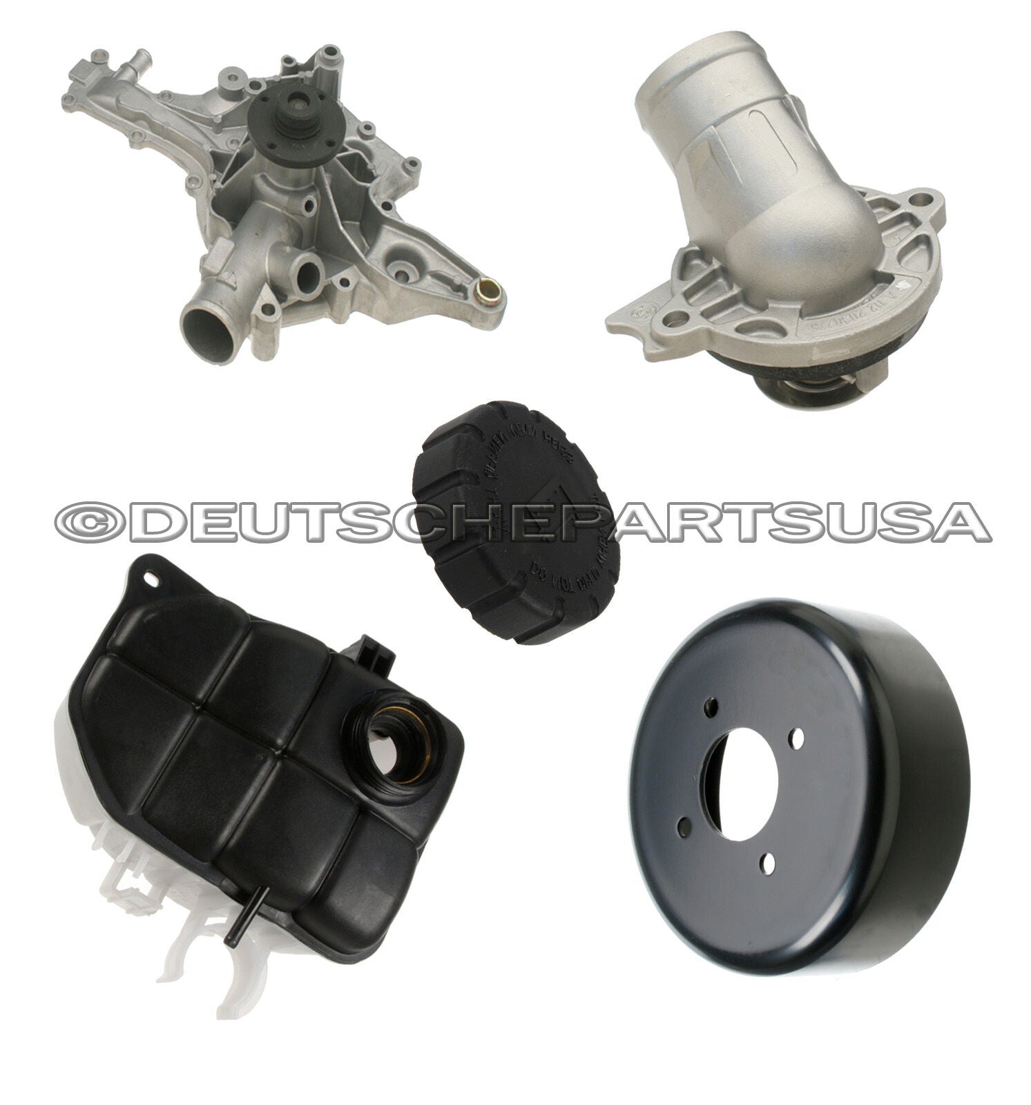 MERCEDES W203 W209 EXPANSION TANK CAP WATER PUMP PULLEY THERMOSTAT ASS ...